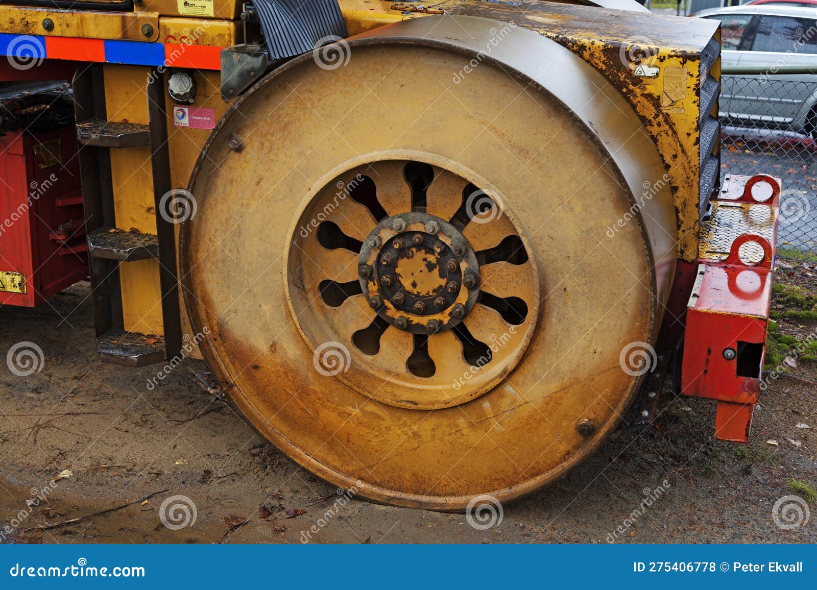 Wheels for a Yellow Steam Roller Editorial Stock Photo - Image of ...