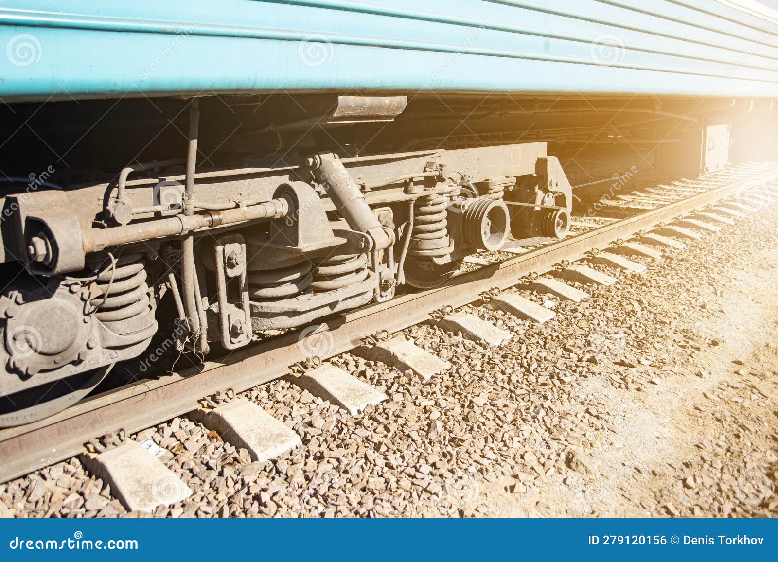 Close-up Of Wheelset On Railway Tracks. A Wheelset Is The Wheel-axle ...
