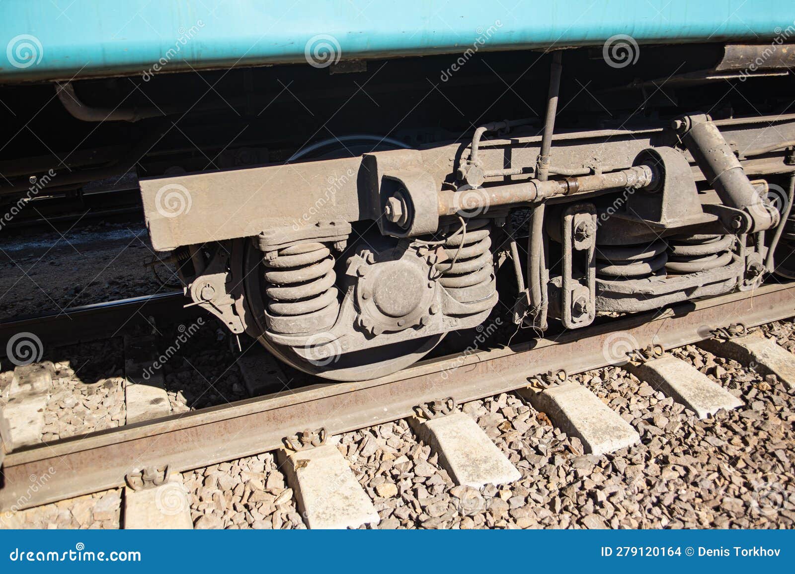 Close-up Of Wheelset On Railway Tracks. A Wheelset Is The Wheel-axle ...