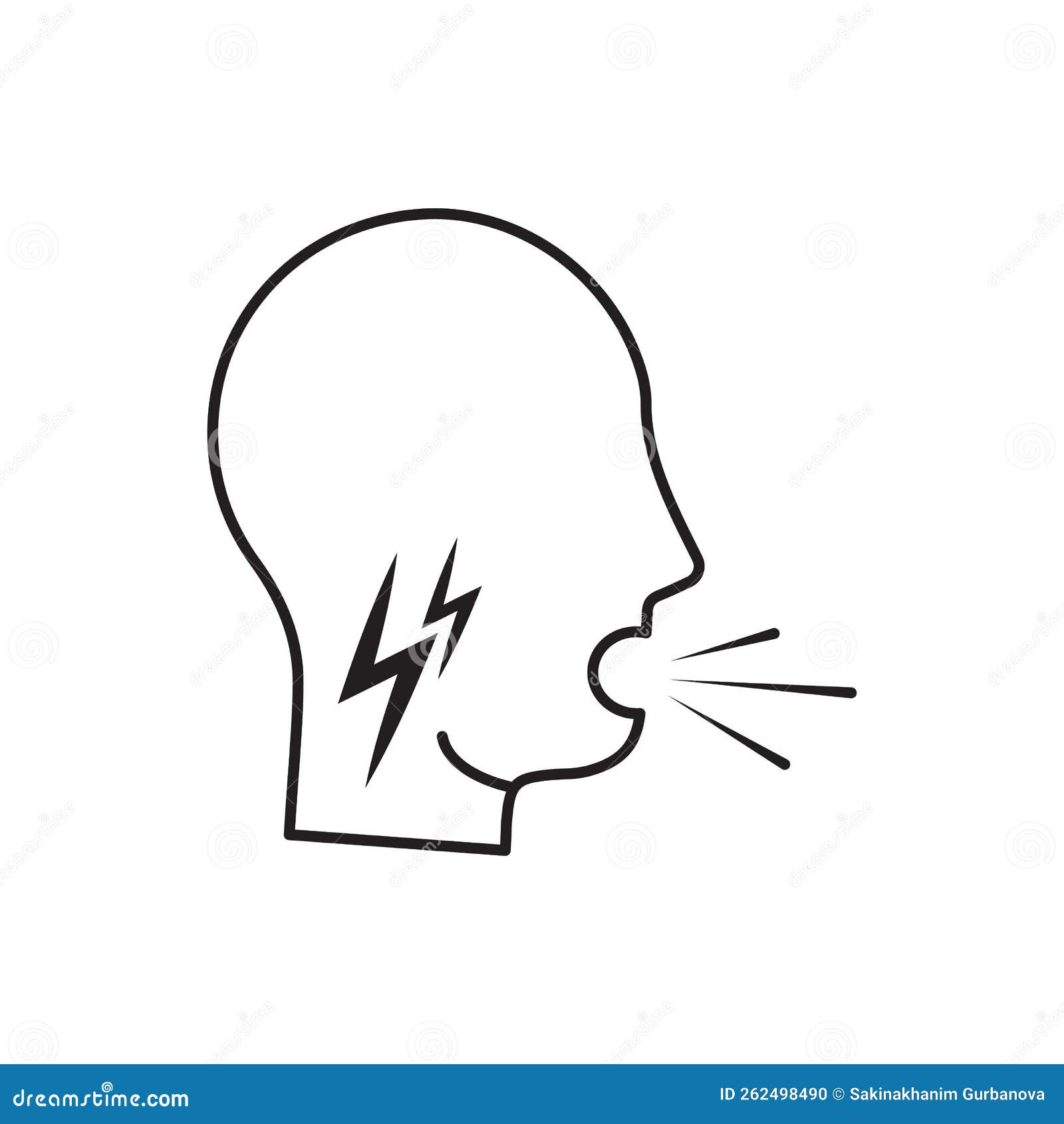Wheezing Thin Line Icon. Asthma Symptom Stock Illustration ...