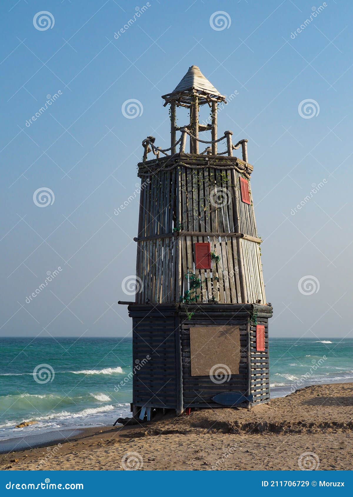 Vintage Wooden Watchtower by the Black Sea Shore Stock Image - Image of ...