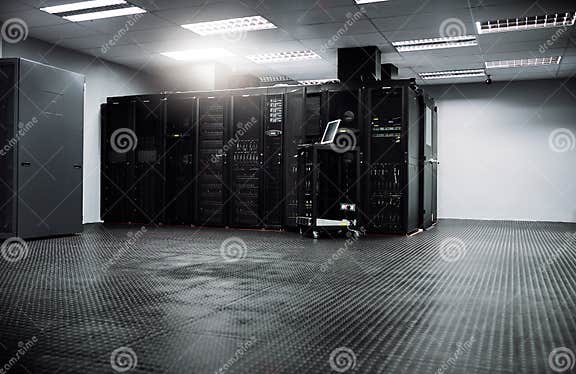 Where All the Data Gets Processed. the Inside of a Server Room Inside a ...