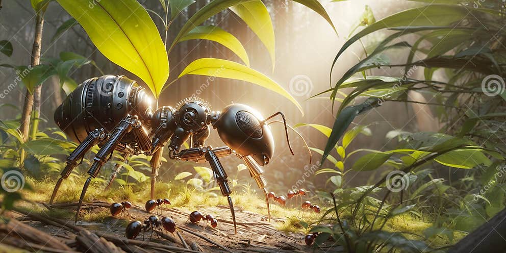 Where Ant Robots and Organic Ants Coexist in Harmony. Stock ...