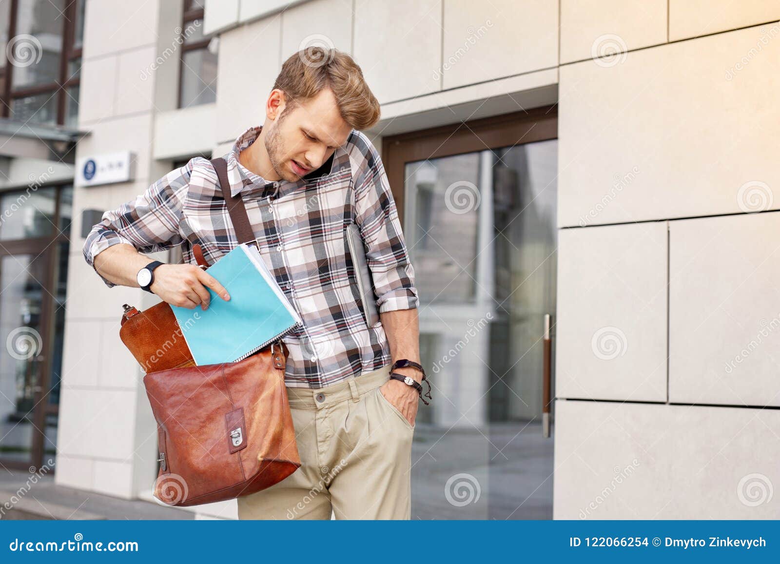 Handsome Nice Man Checking His Pockets Stock Photo - Image of career ...