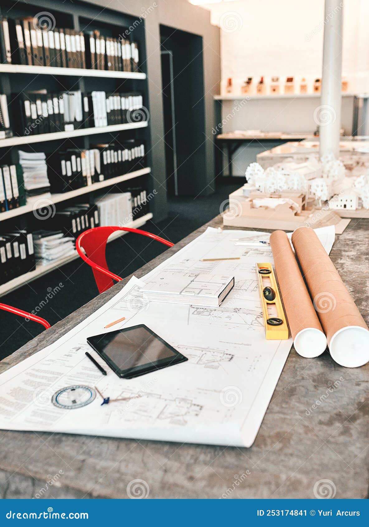 Where Ideas are Designed. Still Life Shot of an Architects Blueprints ...