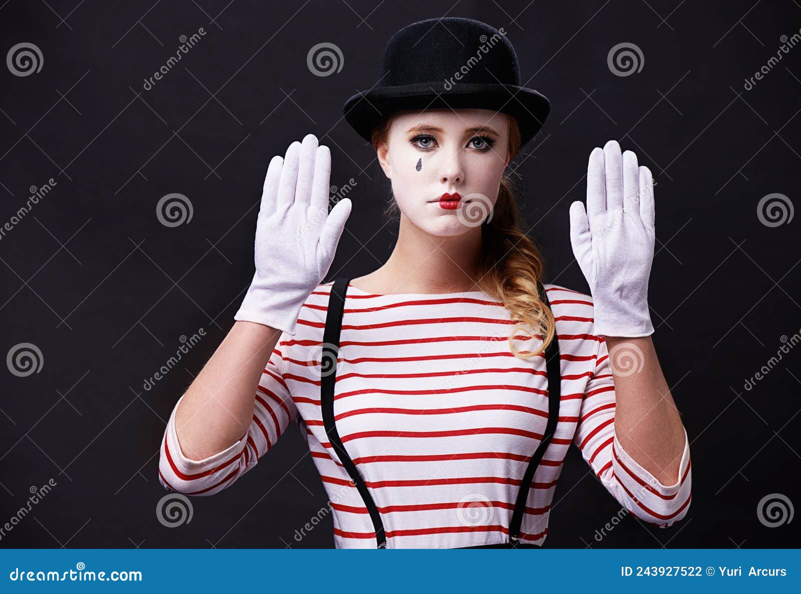 Where is this Wall. Studio Shot of a Female Mime. Stock Photo - Image ...