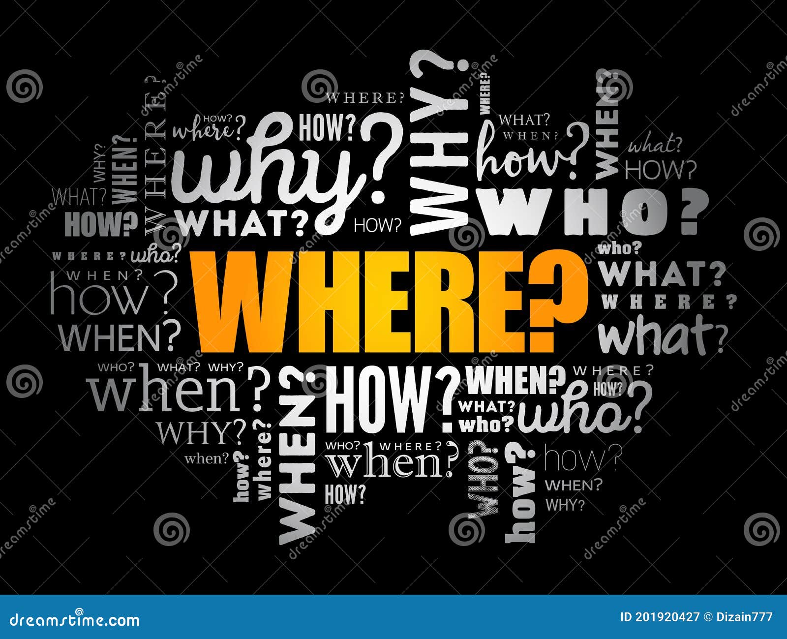 WHERE? - Word Cloud Background Stock Illustration - Illustration of ...