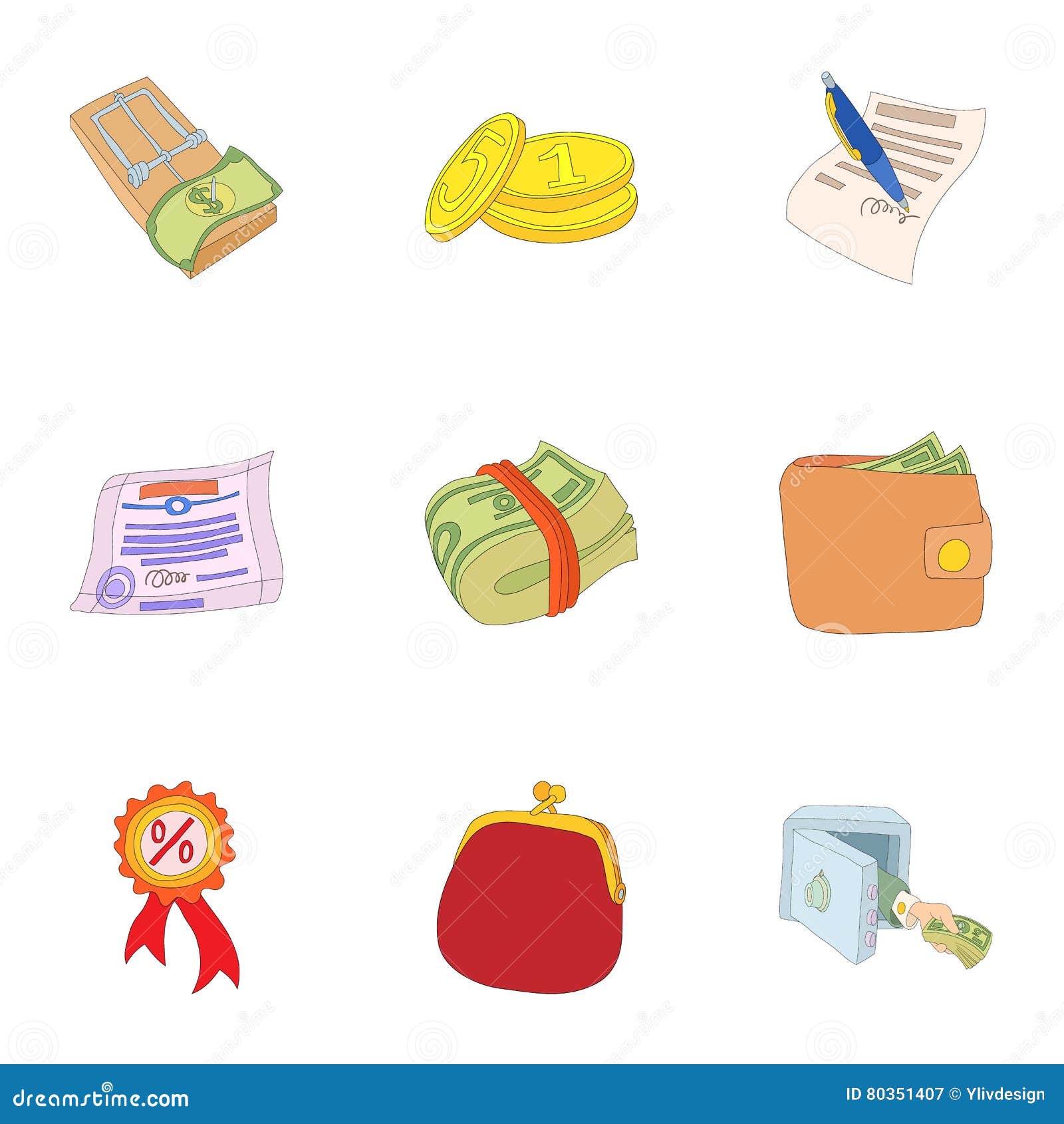 Wherewithal Icons Set, Cartoon Style Stock Vector - Illustration of ...