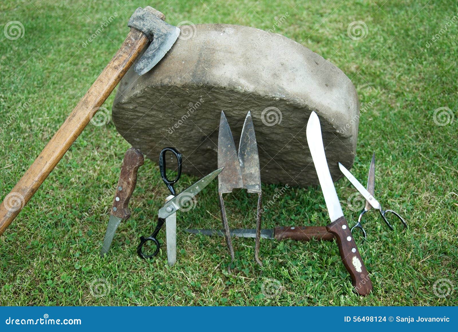 An Old Whetstone For Sharpening Knives. Grinding Wheel On An Old ...