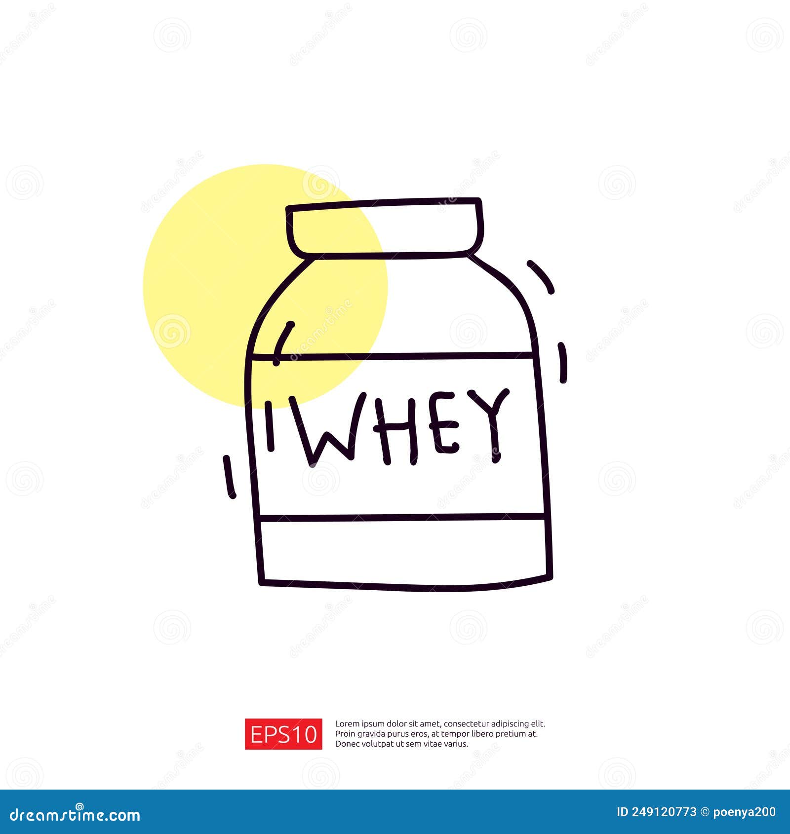 Whey Protein Bottle Doodle Icon Stock Vector - Illustration of bottle ...