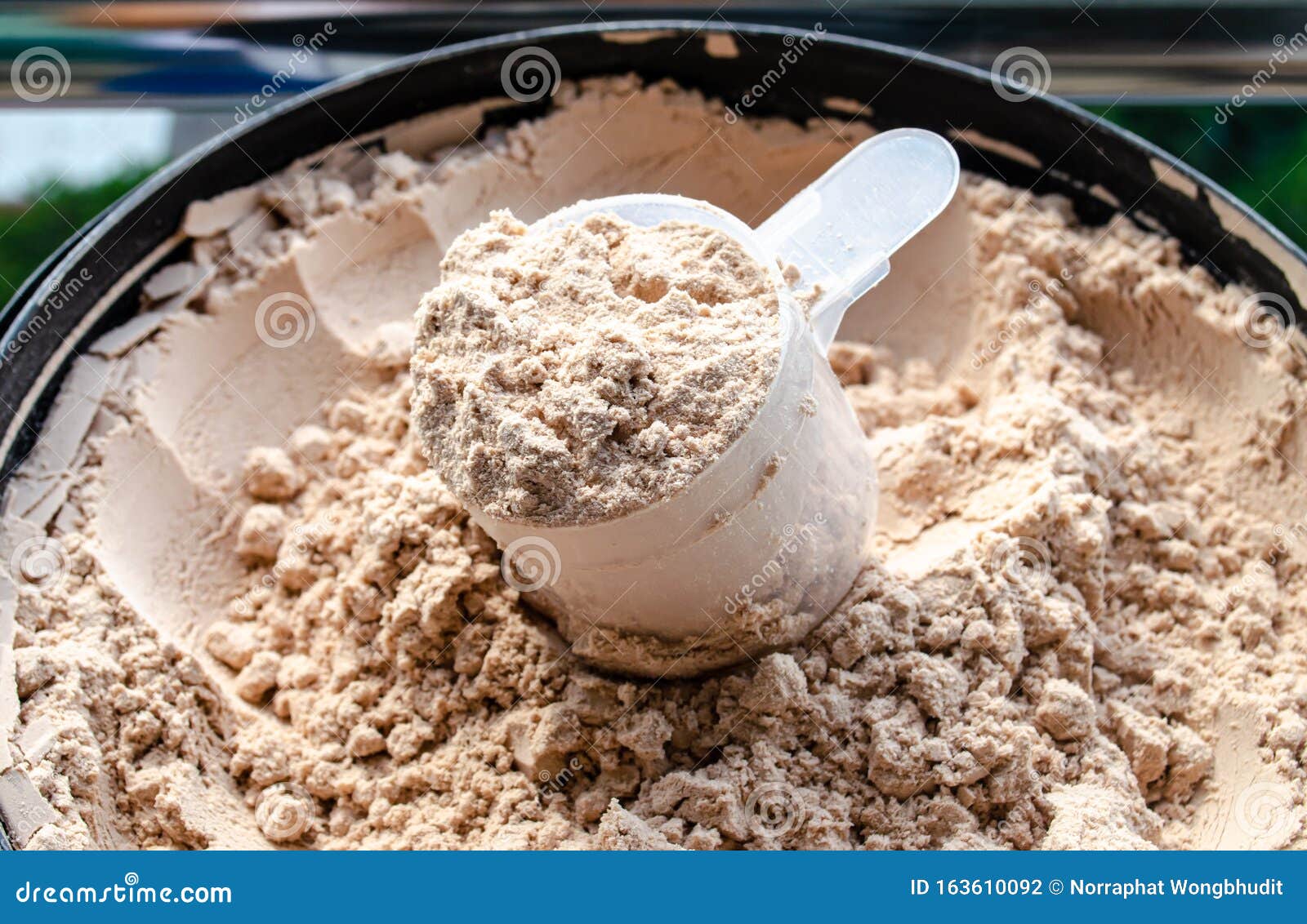 Scoop of Whey Protein stock photo. Image of chocolate - 163610092