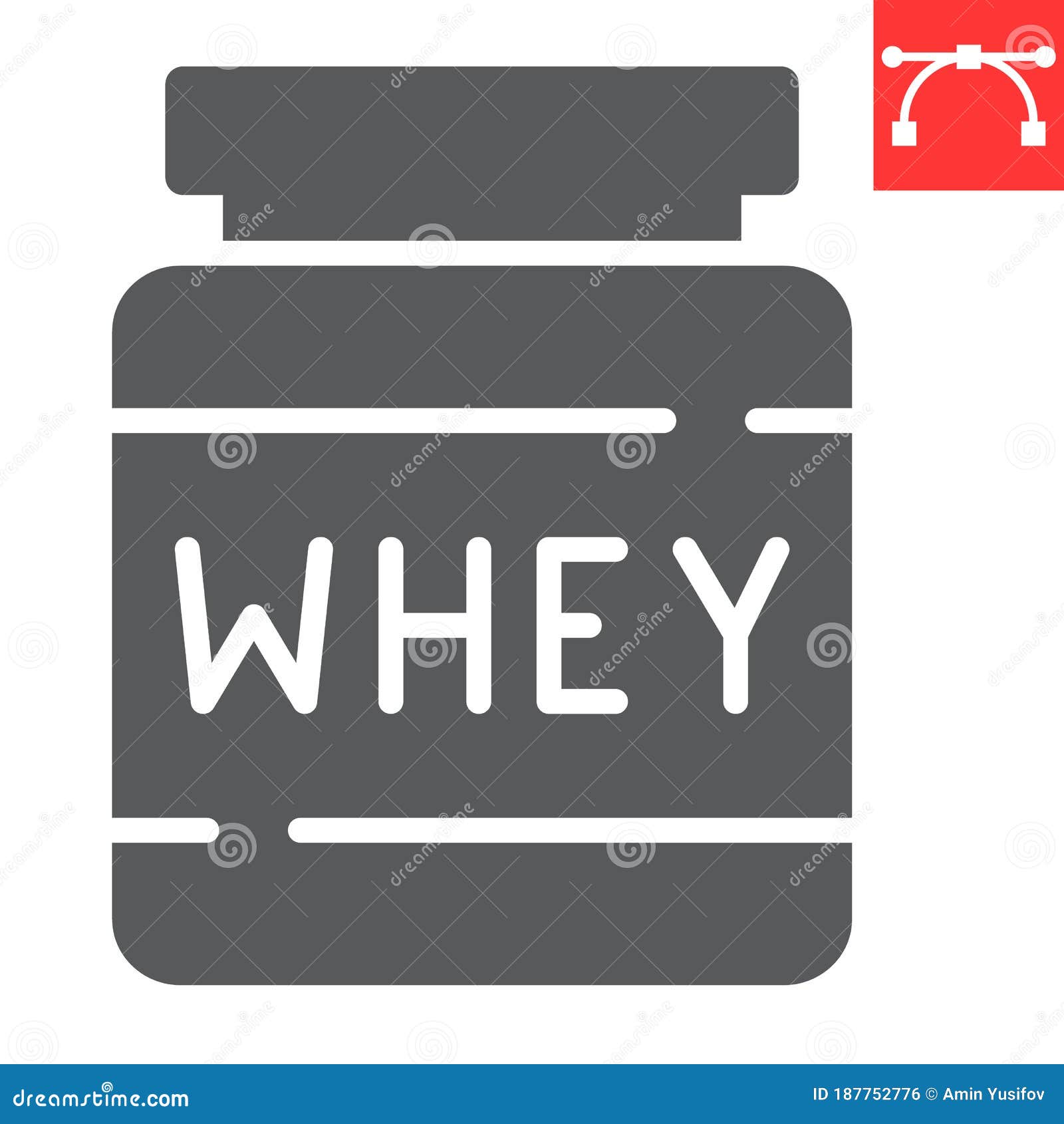 Whey Protein Glyph Icon, Fitness and Diet, Supplements Sign Vector ...