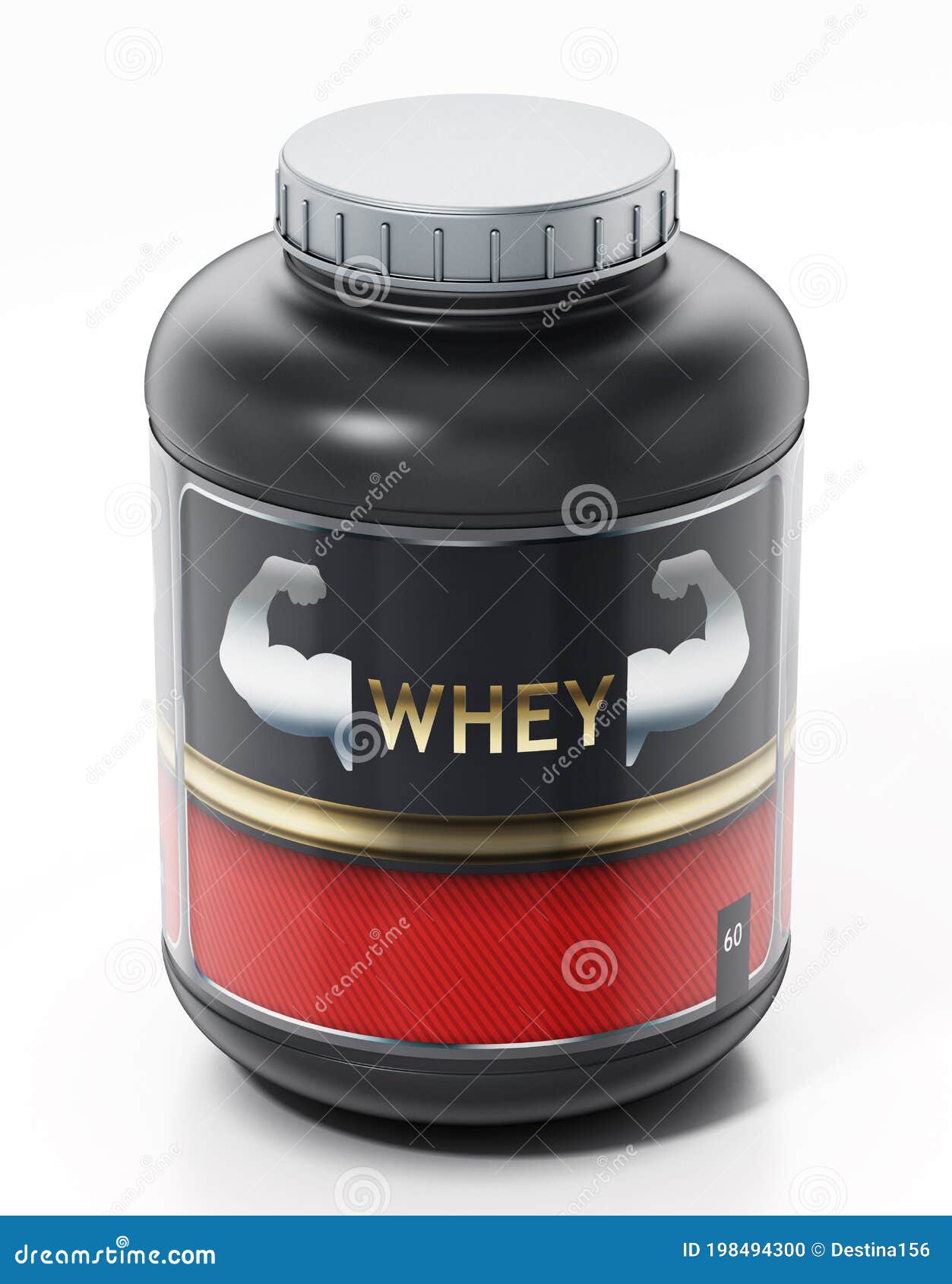 Whey Protein Isolated on White Background. 3D Illustration Stock ...