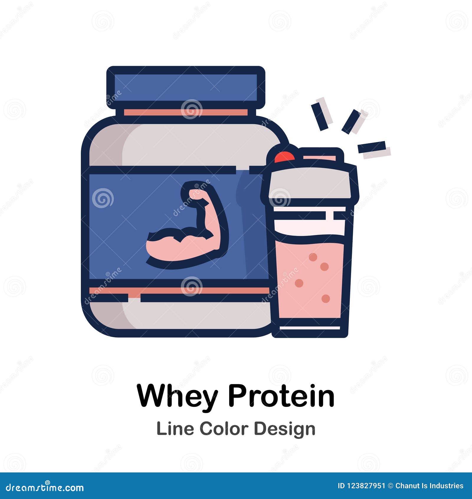 Whey protein Line Color stock vector. Illustration of nutrition - 123827951