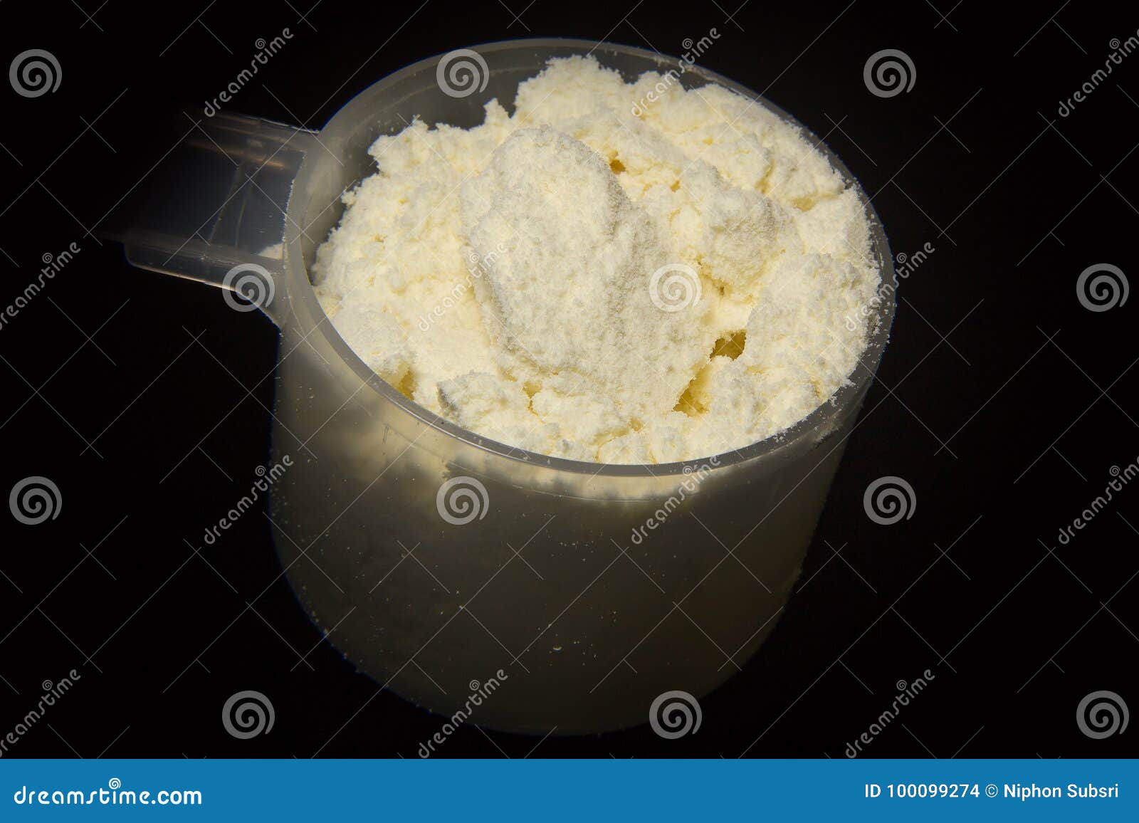 The Whey Protein Powder Closeup Image Black Background Stock Photo ...