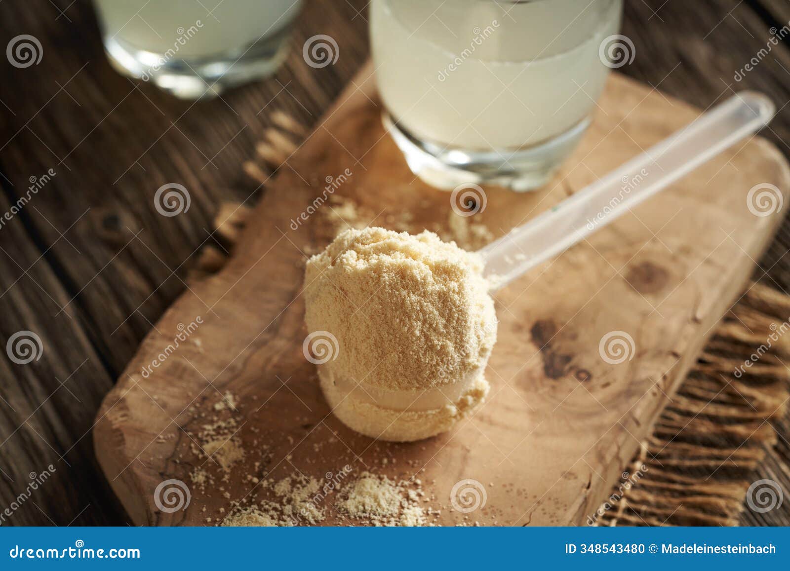 Whey Protein Powder in a Measuring Cup Stock Photo - Image of scoop ...