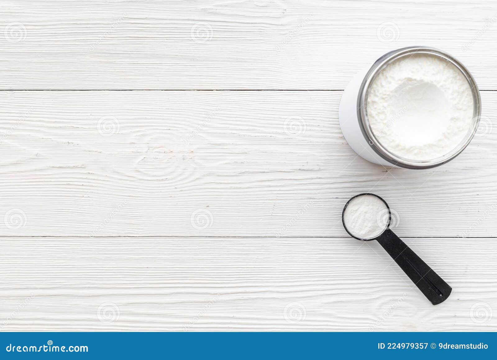 Whey Protein Powder in Scoop and Tape Measure Stock Image - Image of ...