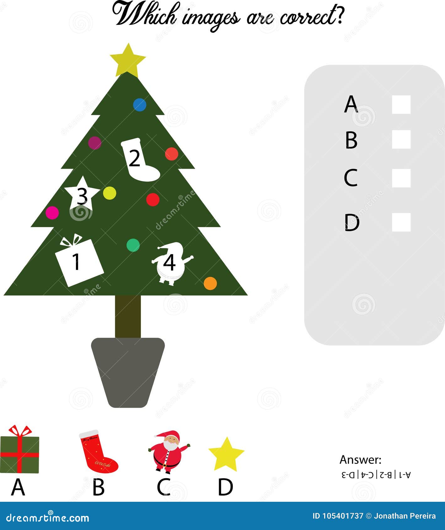 Simple Game To Guess the Correct Piece in the Tree for Kids Stock ...