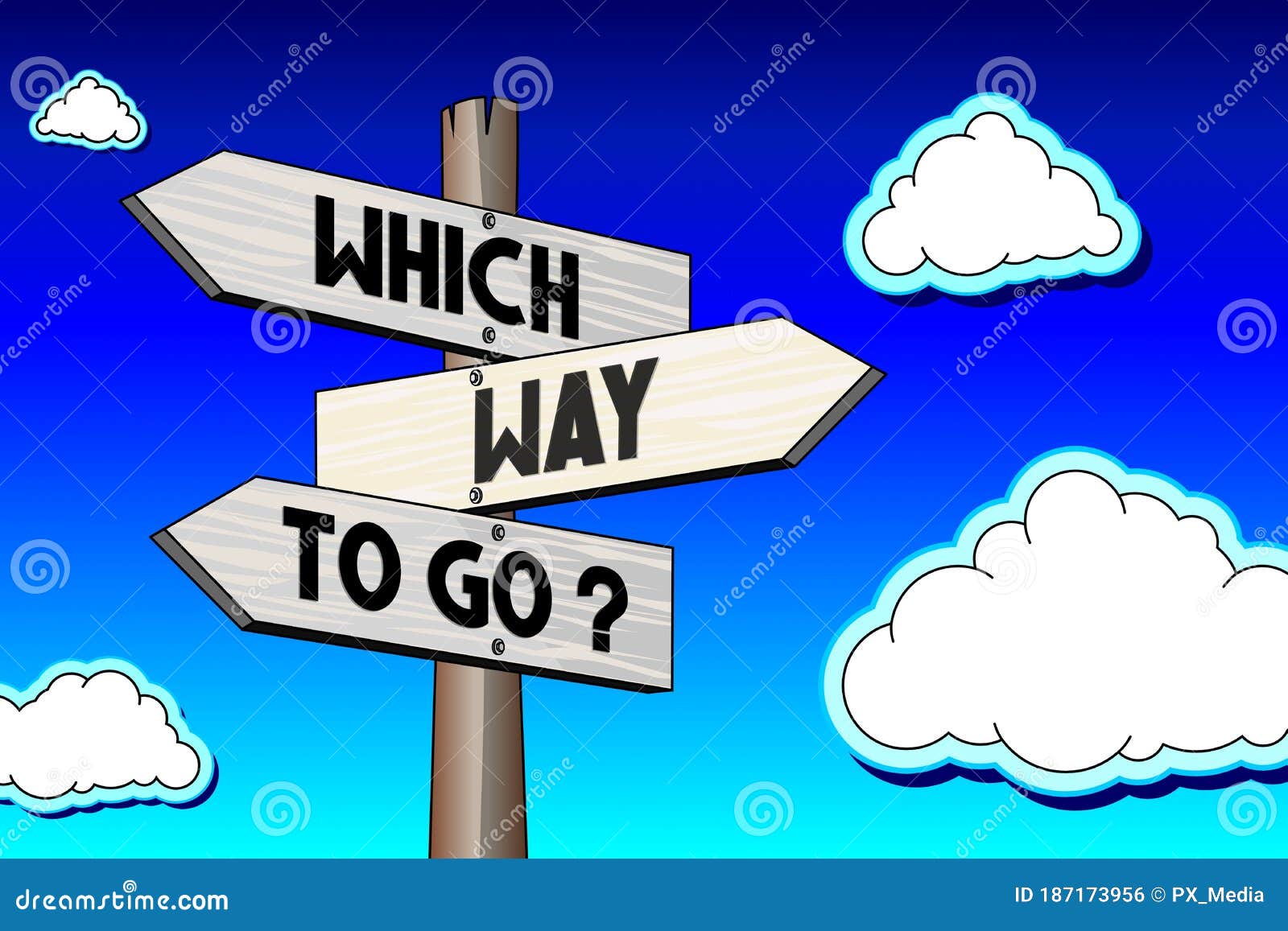 Which Way To Go? - Signpost with Three Arrows Stock Illustration ...