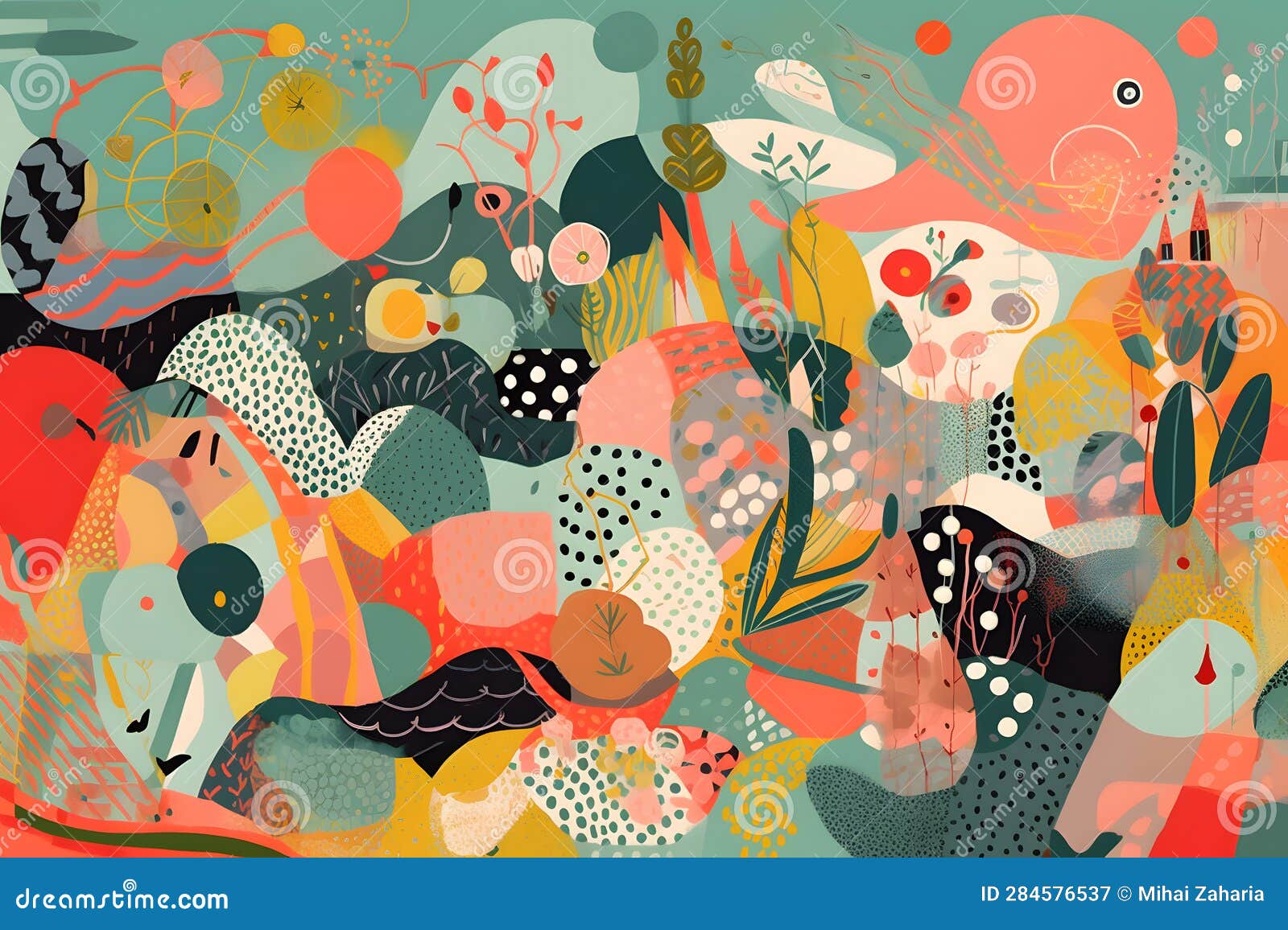 A Whimsical Abstract Background Featuring a Collage of Playful and ...
