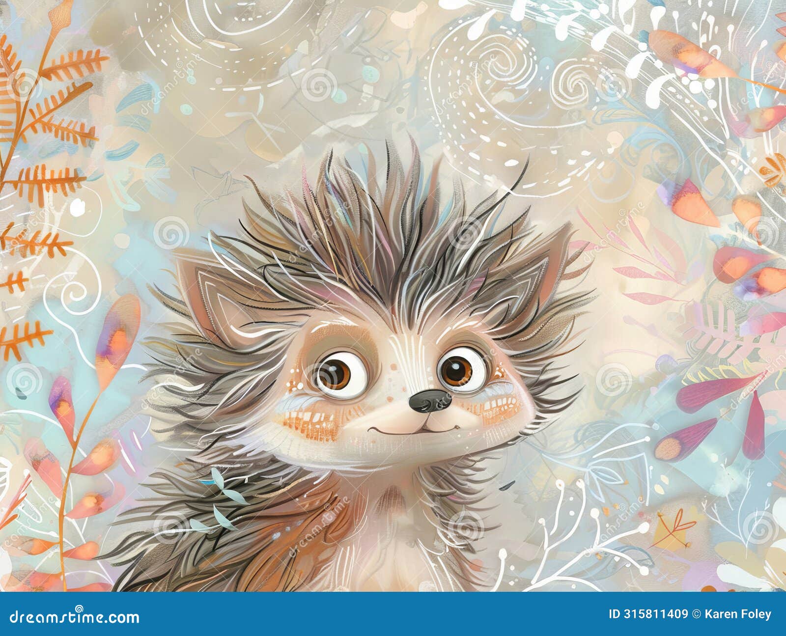 Whimsical Abstract Hedgehog Stock Illustration - Illustration of ...