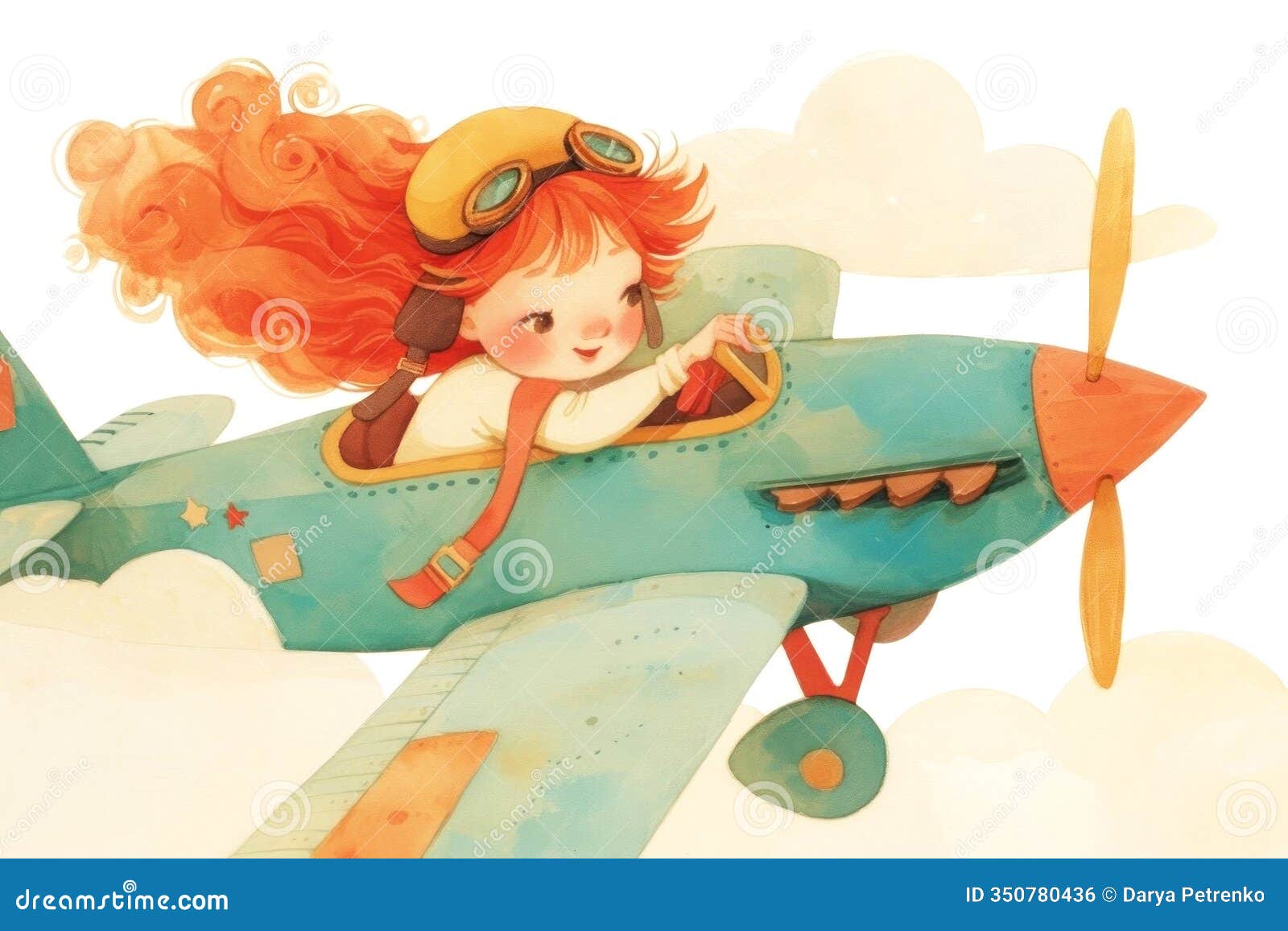 The Little Pilot Girl Is Wearing The Helmet And The Cute Fairy Wings On ...