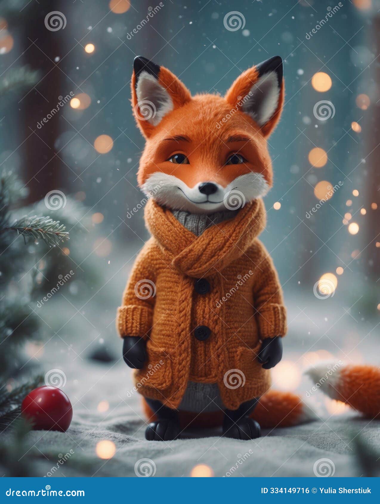 Whimsical Animated Fox Character in Cozy Sweater. Stock Illustration ...