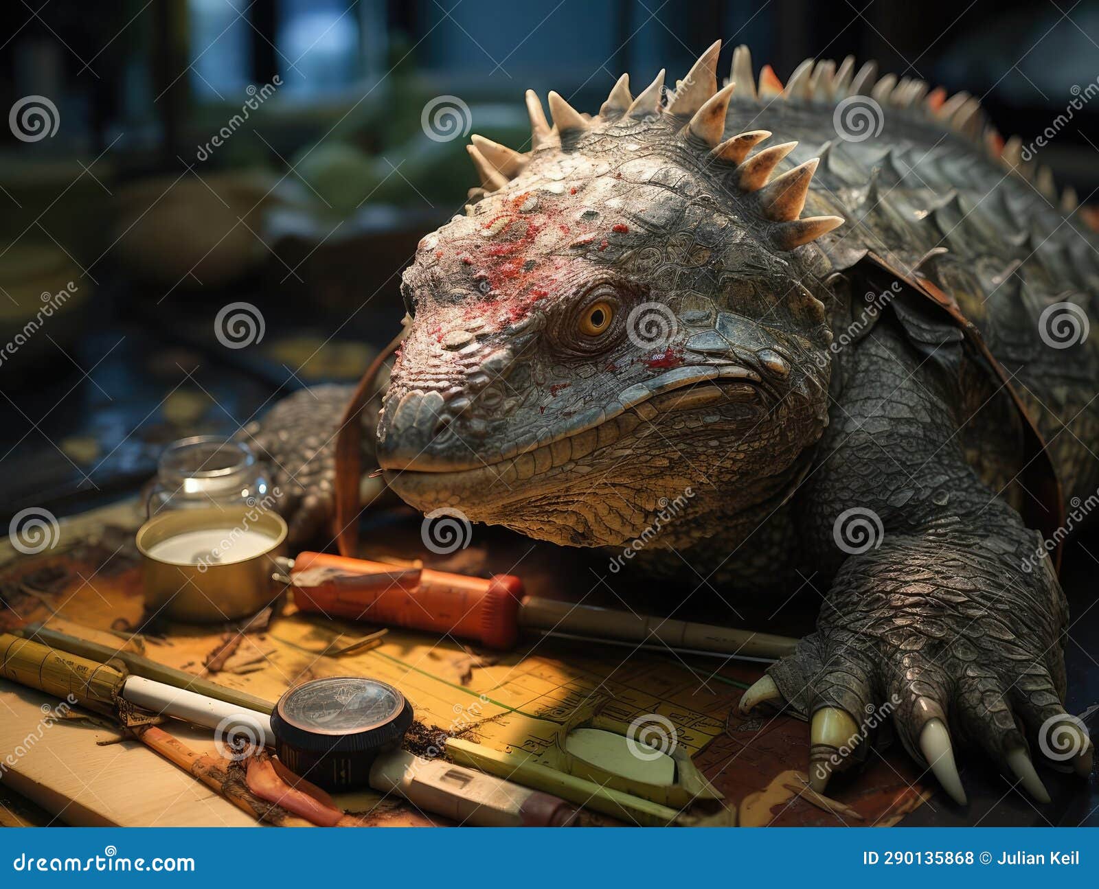 Dolphin Oceanographer with Map and Compass Stock Illustration ...