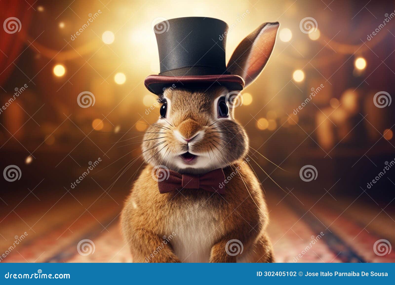 Whimsical Artwork of a Rabbit in a Top Hat Stock Illustration ...