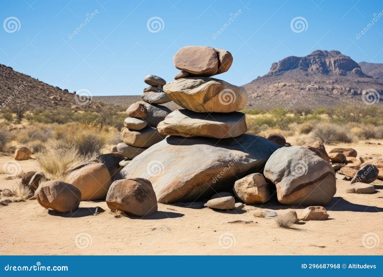 Whimsical Boulders Stacked High in a Desert Landscape Stock Photo ...