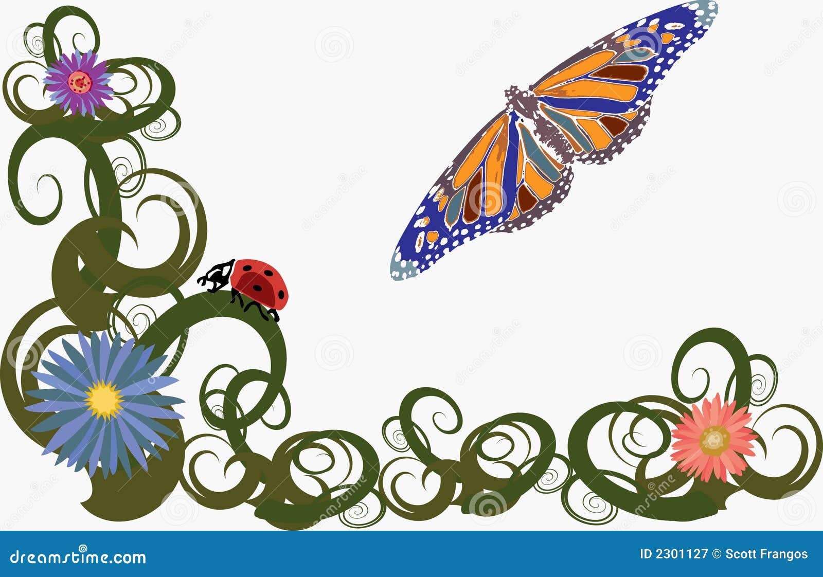 Whimsical Butterfly Garden stock vector. Illustration of nature - 2301127