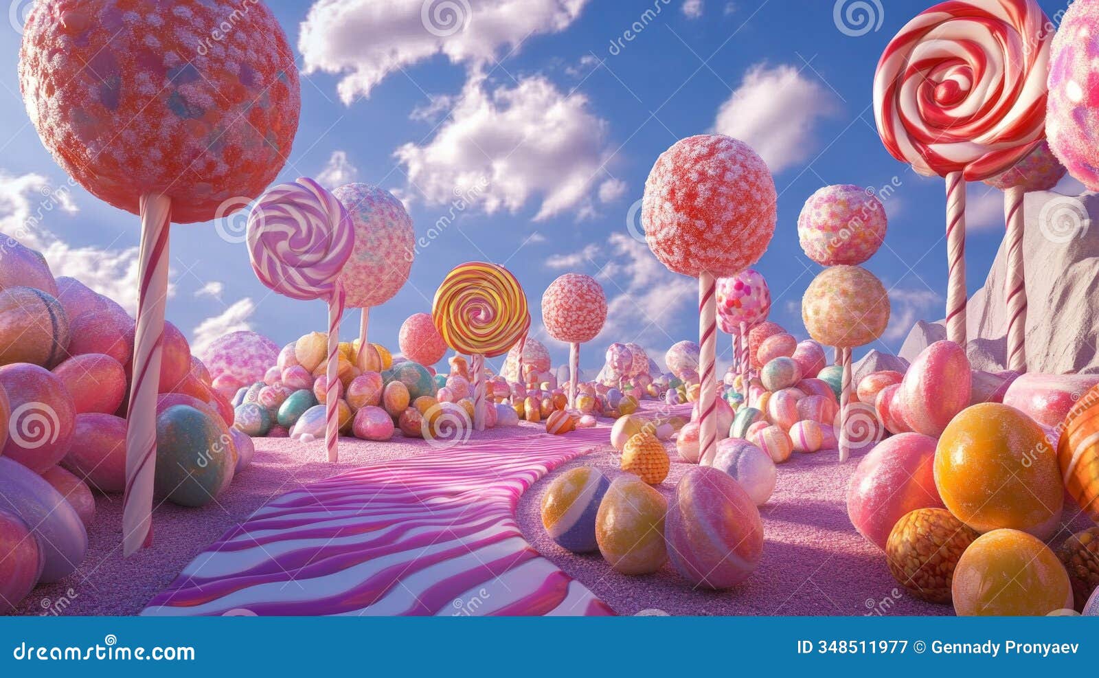 Whimsical Candy Land with Lollipops and Sweet Path in a Fantasy Setting ...