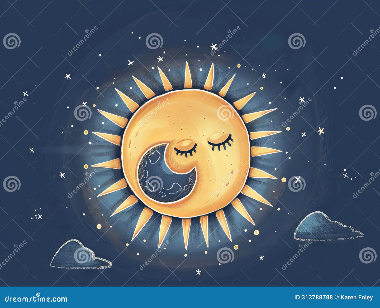 Cute Solar Eclipse Illustration Stock Illustration - Illustration of ...