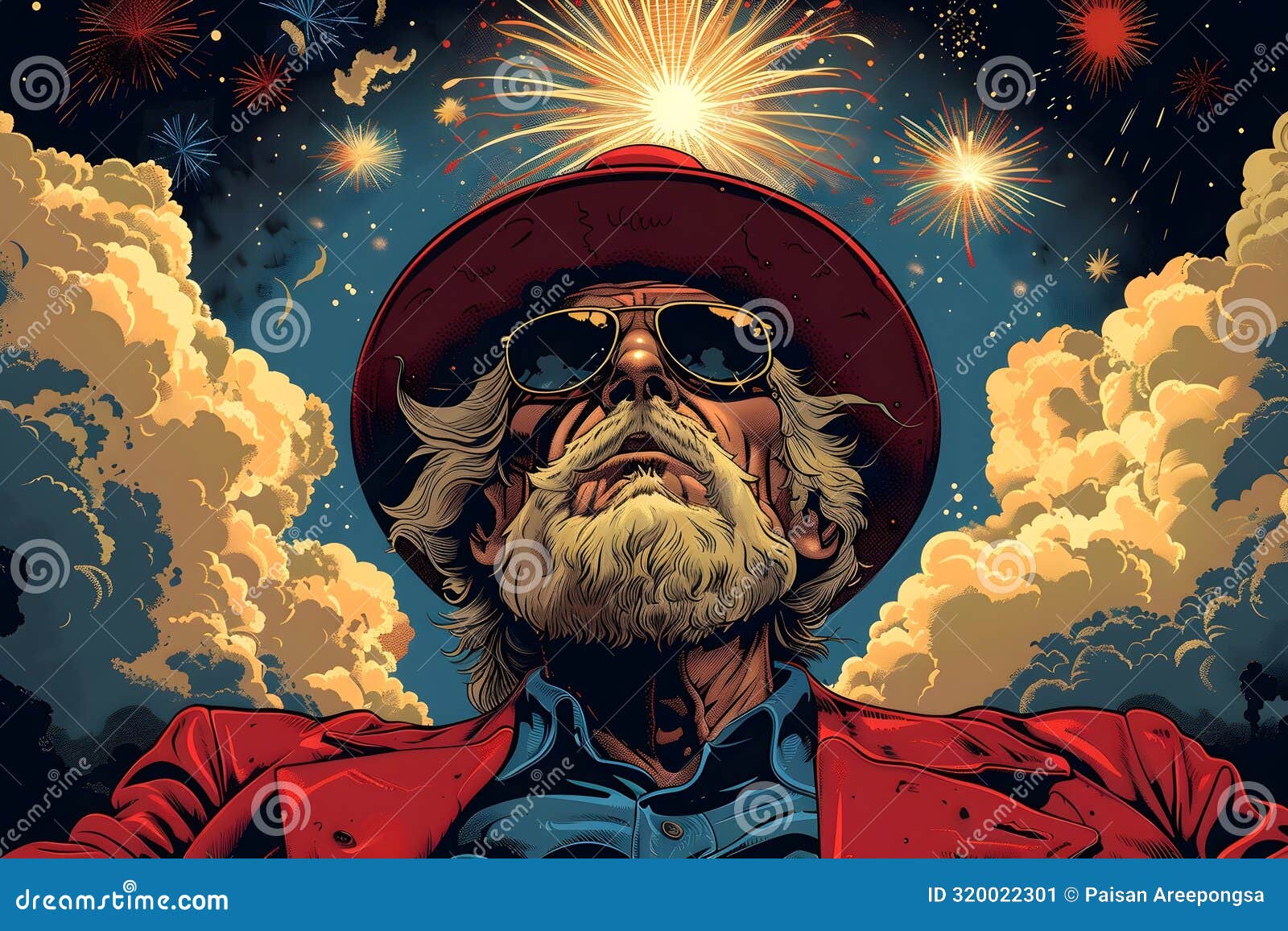 A Whimsical Cartoon Illustration of Uncle Sam Wearing Sunglasses Stock ...
