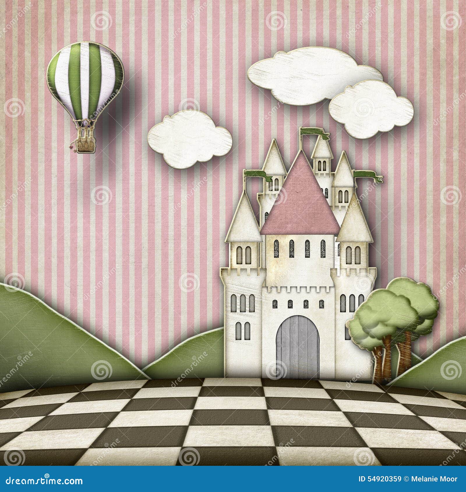 Whimsical Castle Stage stock illustration. Illustration of striped ...