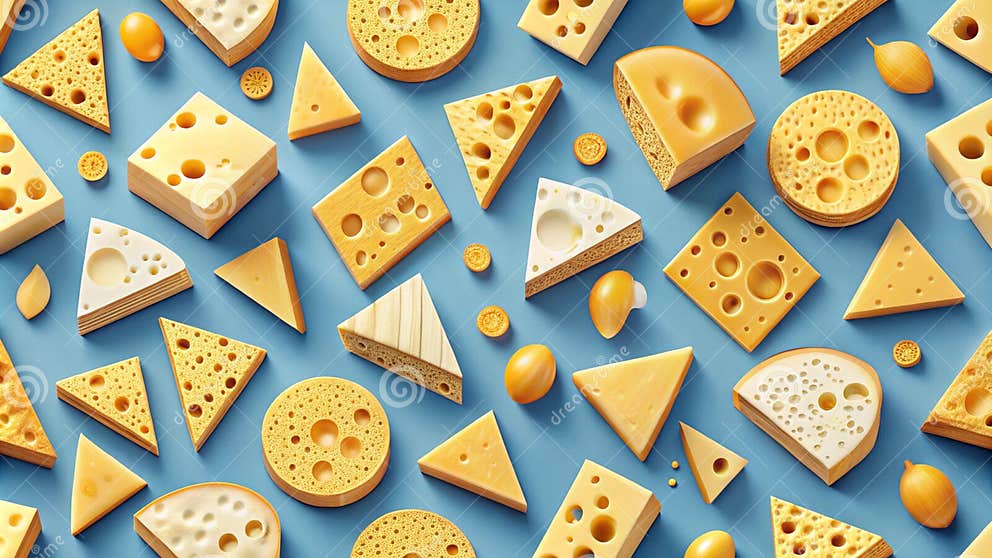 Whimsical Cheese Shapes in a Repeating Design Stock Illustration ...