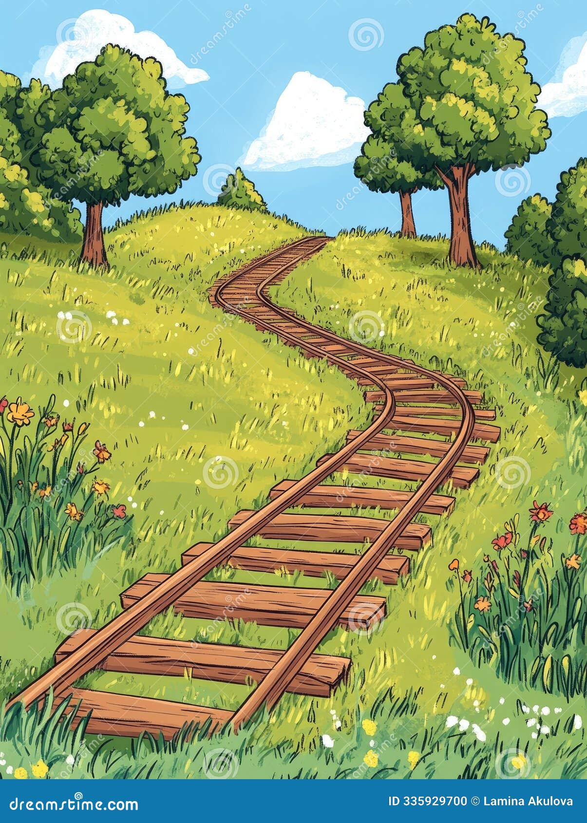 Whimsical Childrens Board Game Illustration Featuring Scenic ...