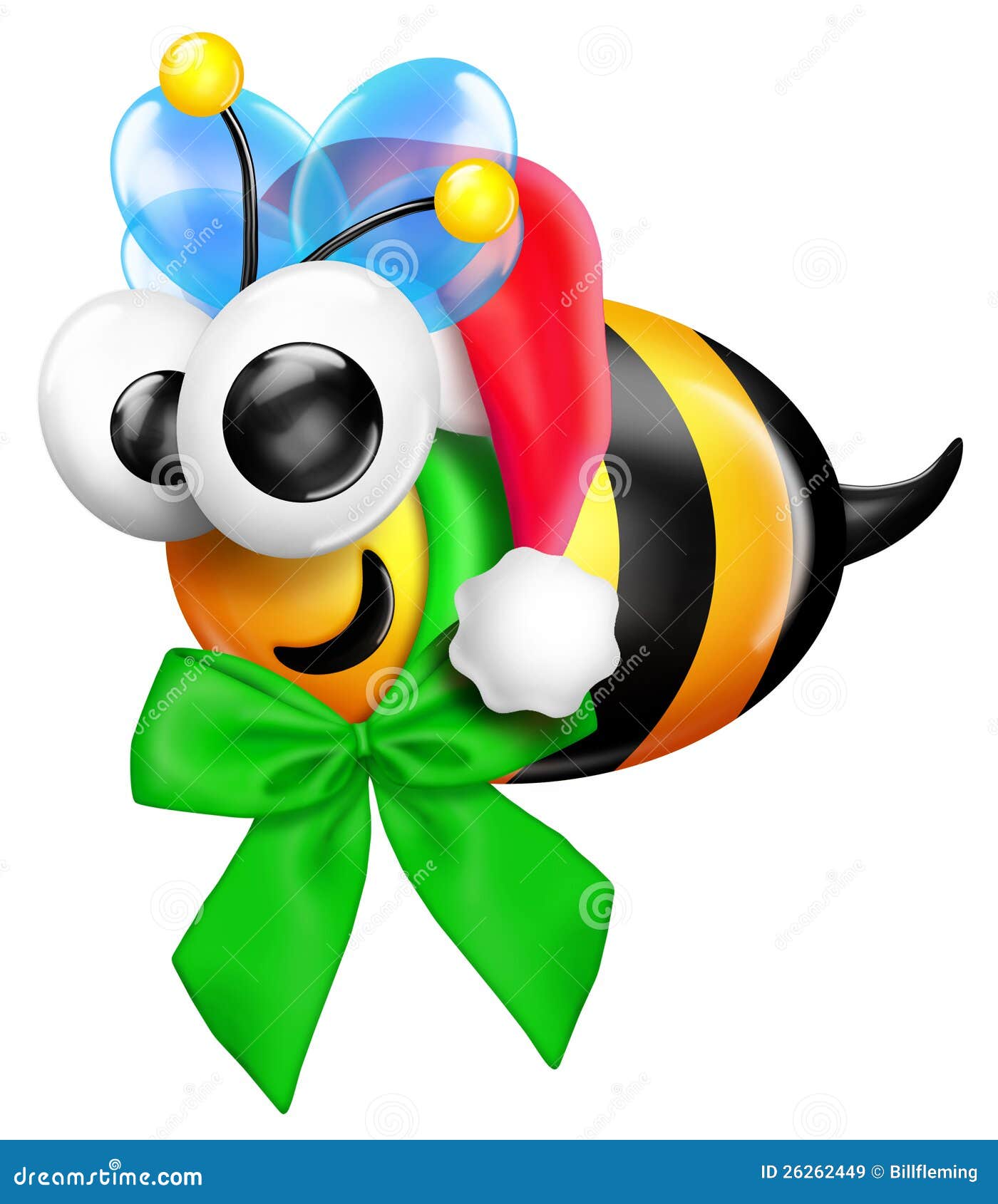 Whimsical Christmas Cartoon Bee Stock Illustration - Illustration of ...