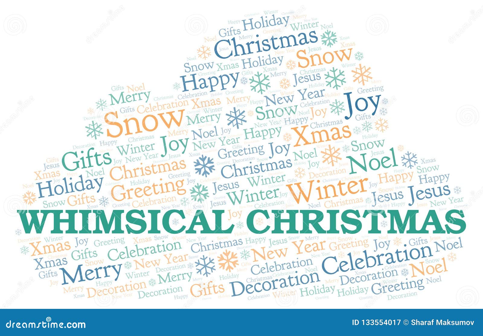 Whimsical Christmas Word Cloud Stock Illustration - Illustration of ...