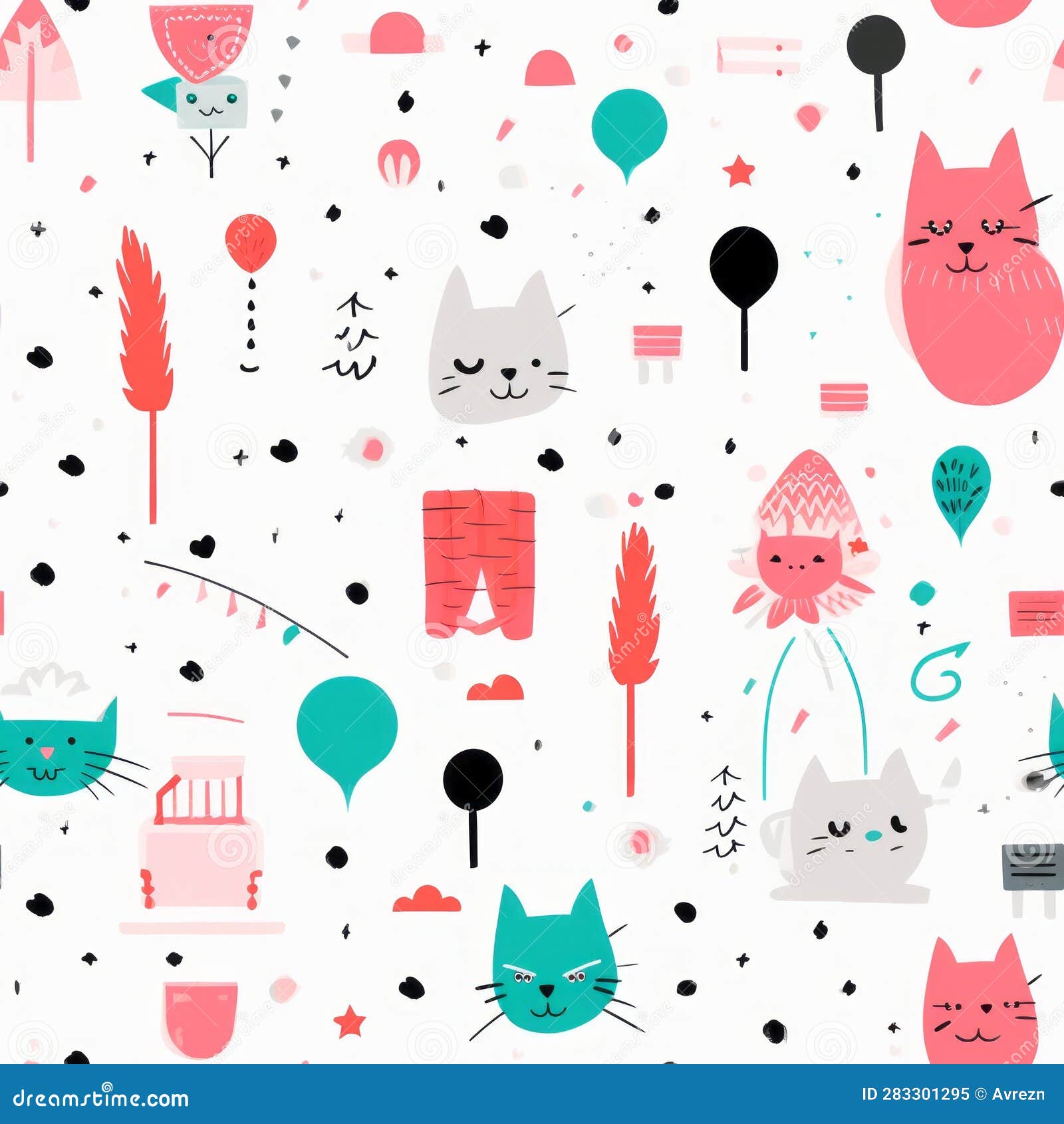 Whimsical Clipart Styled Seamless Pattern for Delightful Designs ...