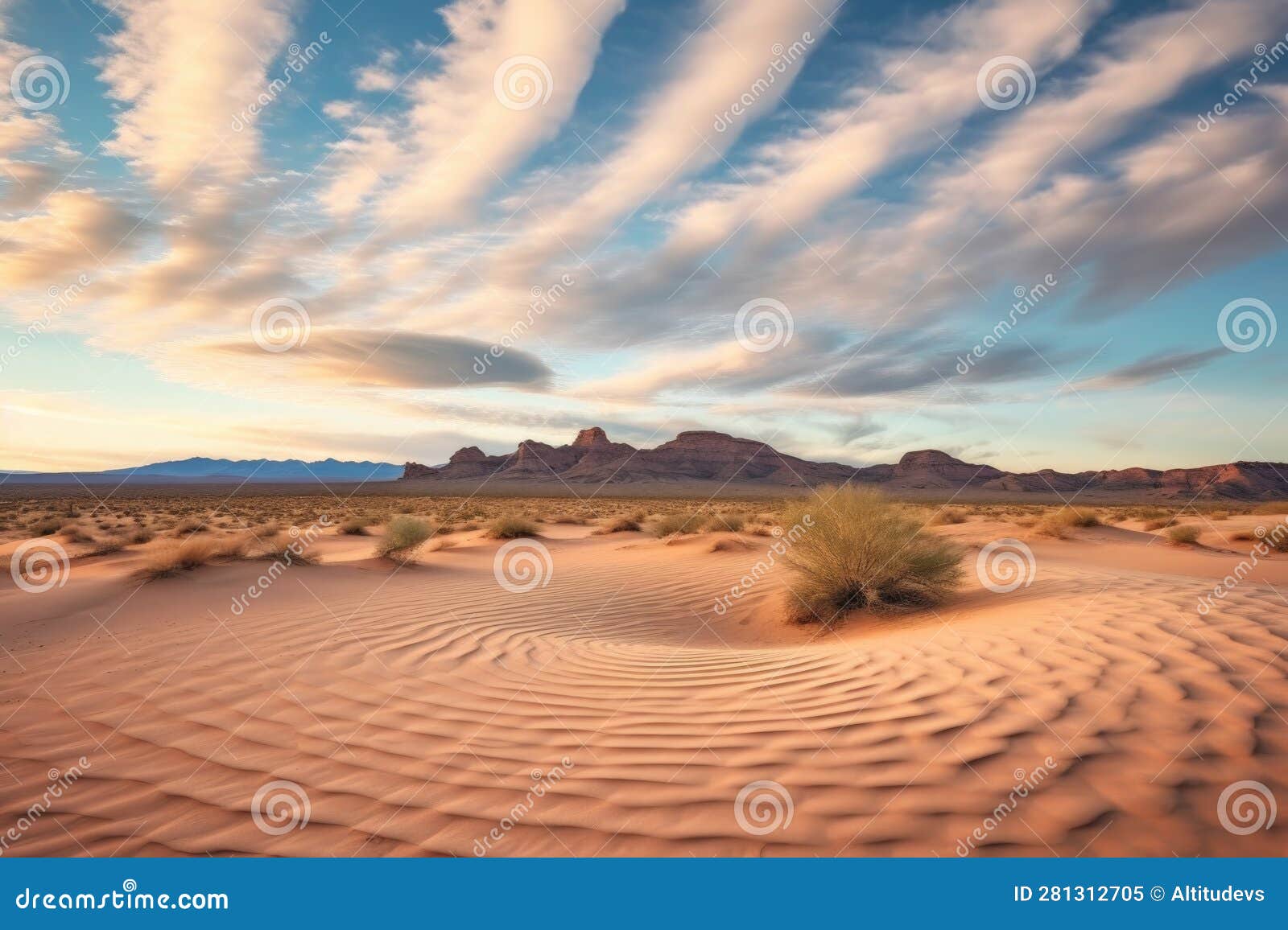 Whimsical Cloud Vortex Swirling Over a Desert Stock Illustration ...