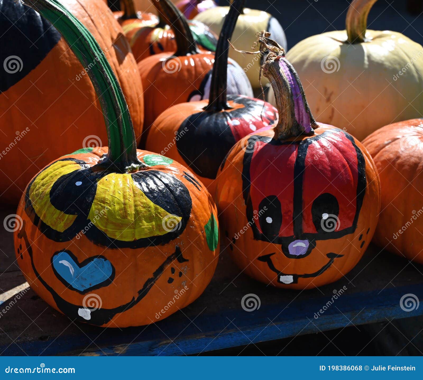 Painted Pumpkin Faces stock photo. Image of pumpkins - 198386068