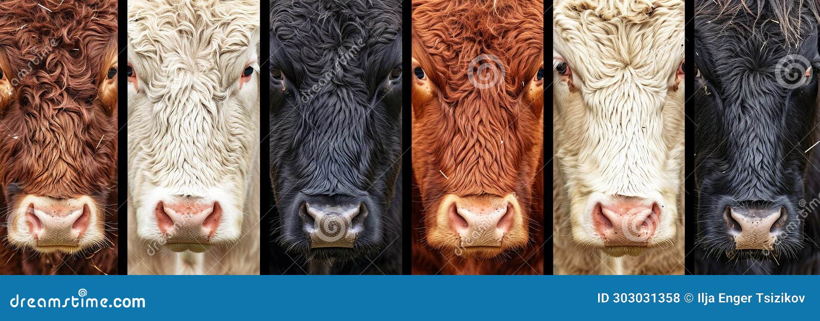 Whimsical Cow Collage with White Vertical Lines, Vibrant Segments in ...