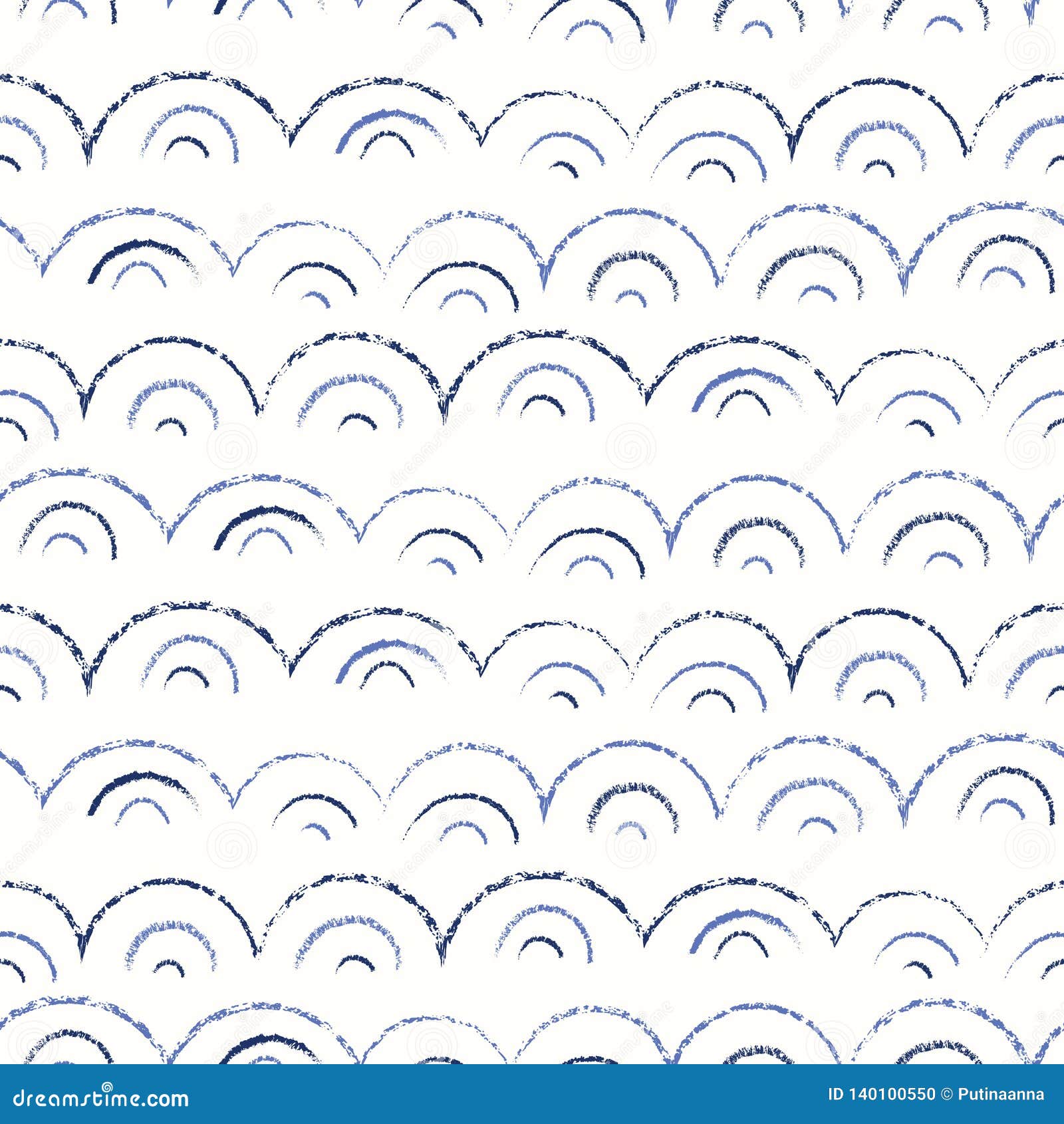 Whimsical and Cute Nautical Hand-Drawn with Crayons, Abstract Sea Waves ...