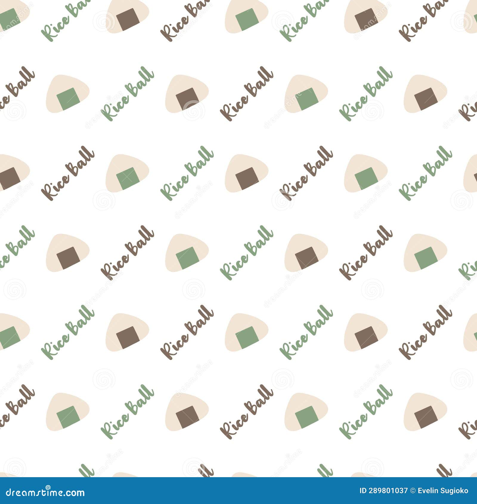 Whimsical Cute Rice Ball Party Vector Seamless Pattern Stock ...