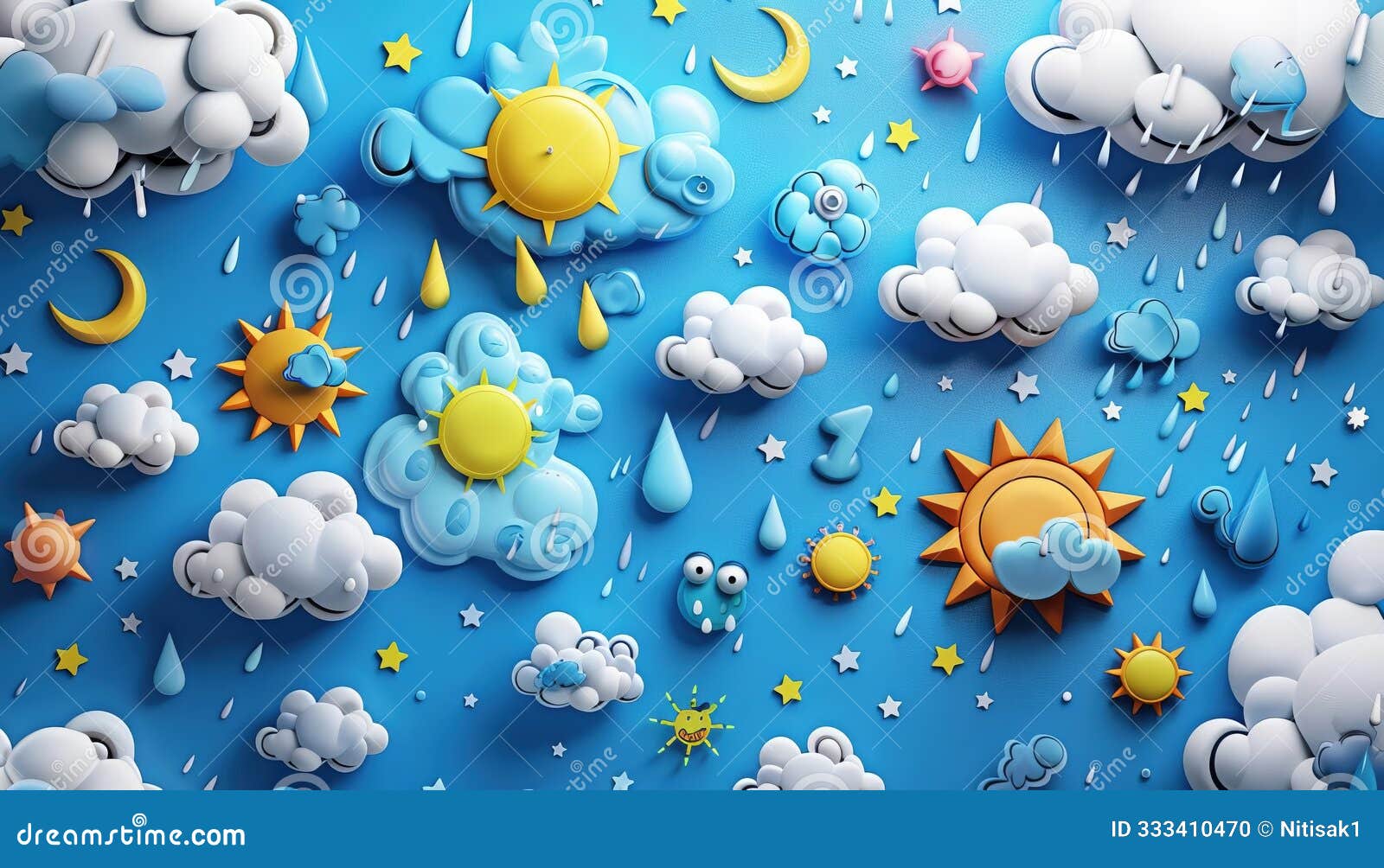 15 Whimsical 3D Cartoon Depicting Different Weather Patterns and Icons ...
