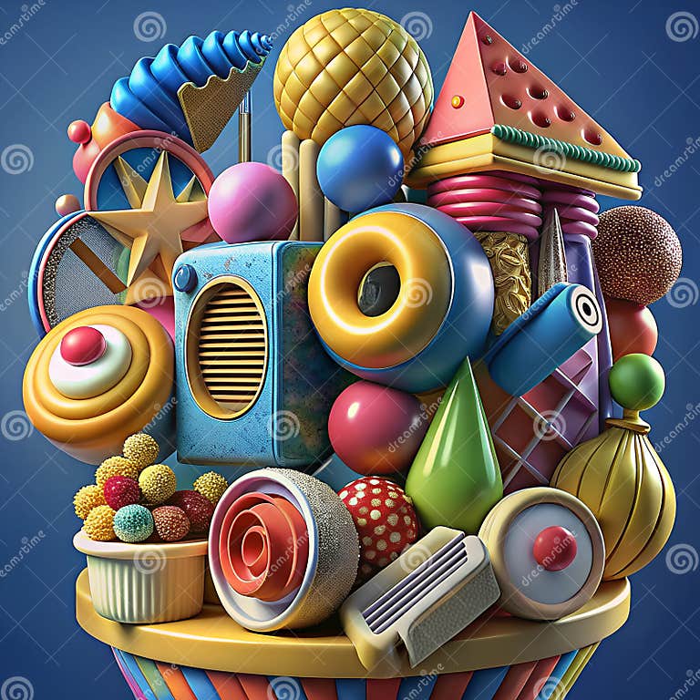 Whimsical 3D Pop Art: Vibrant Shapes and Playful Forms, a Cluster of ...