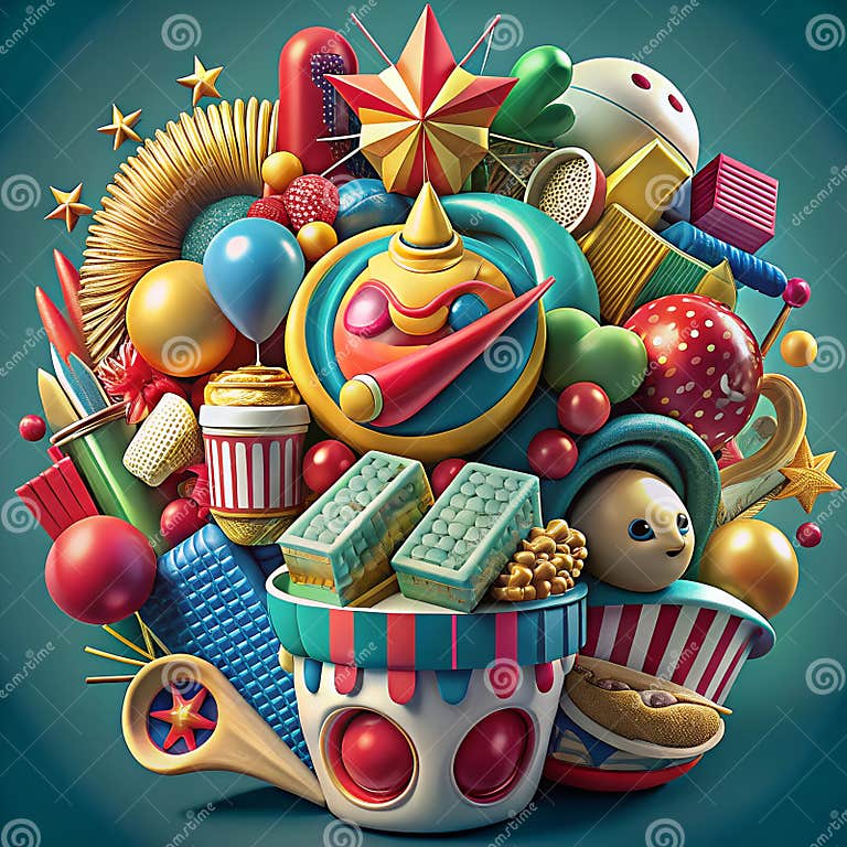 Whimsical 3D Pop Art: Vibrant Shapes and Playful Forms, a Cluster of ...