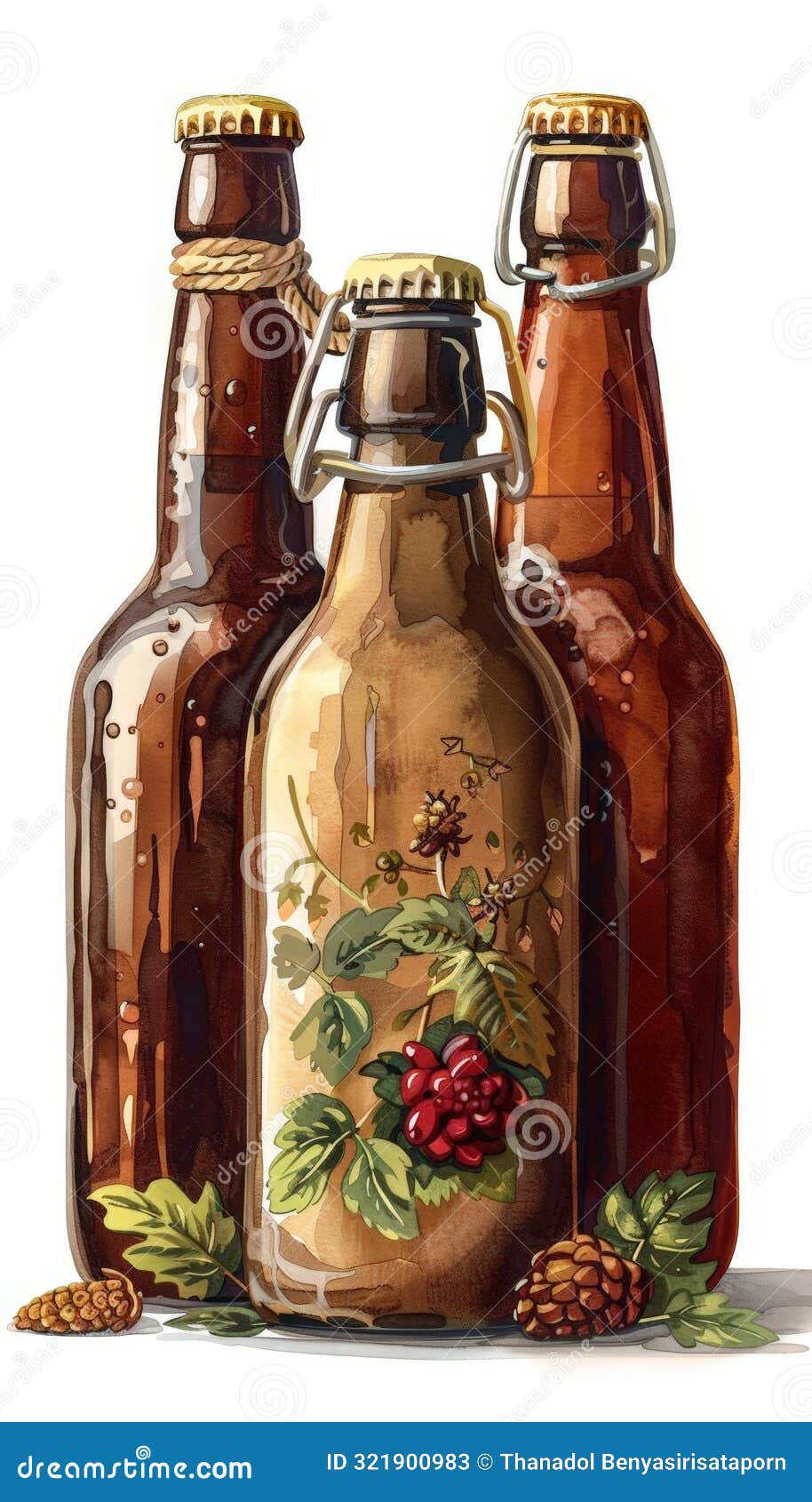 Whimsical Dadaism Chibi, Beer Ingredients Illustration Outline Clipart ...