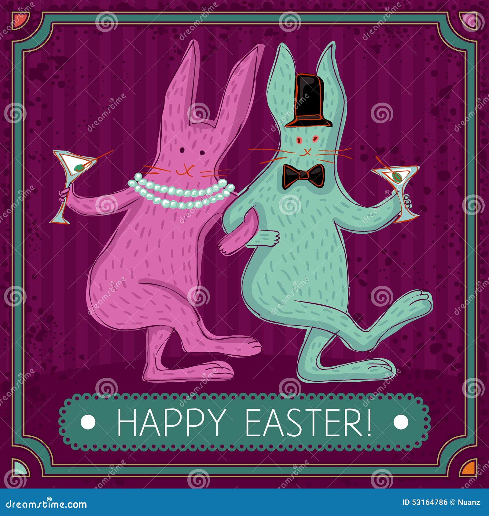 Bunny Couple Kissing Under Tree Vector Illustration | CartoonDealer.com ...